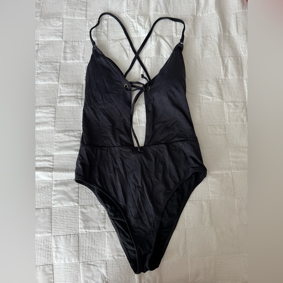 O'Neill | Swim | Oneill Black Onepiece Swimsuit With Laceup Front ...
